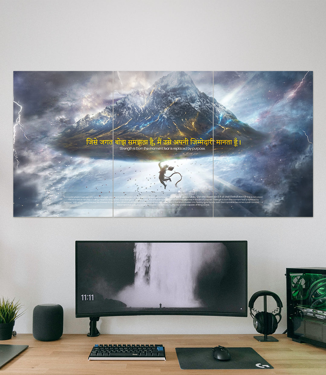 Strength Over Fear | Hanuman | Devotional | 3 Piece Set | Posterized.in