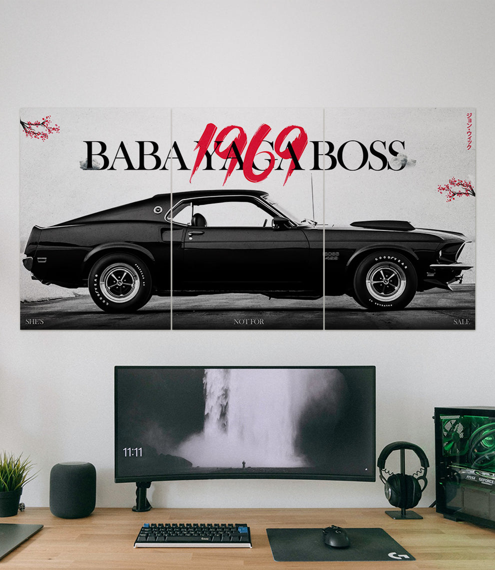 BABA YAGA BOSS x 1969 FORD MUSTANG | Car Set | 3 Piece Set | Posterized.in