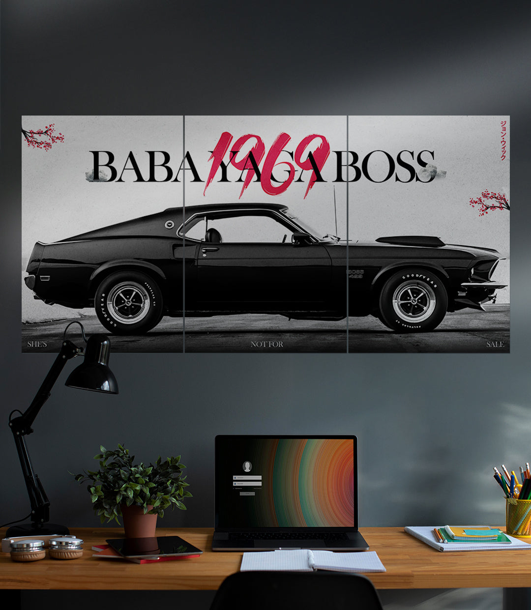 BABA YAGA BOSS x 1969 FORD MUSTANG | Car Set | 3 Piece Set | Posterized.in