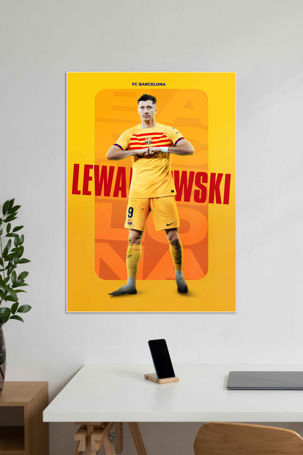 LEWANDOWSKI | FC Barcelona | FootBall Poster | Posterized.in