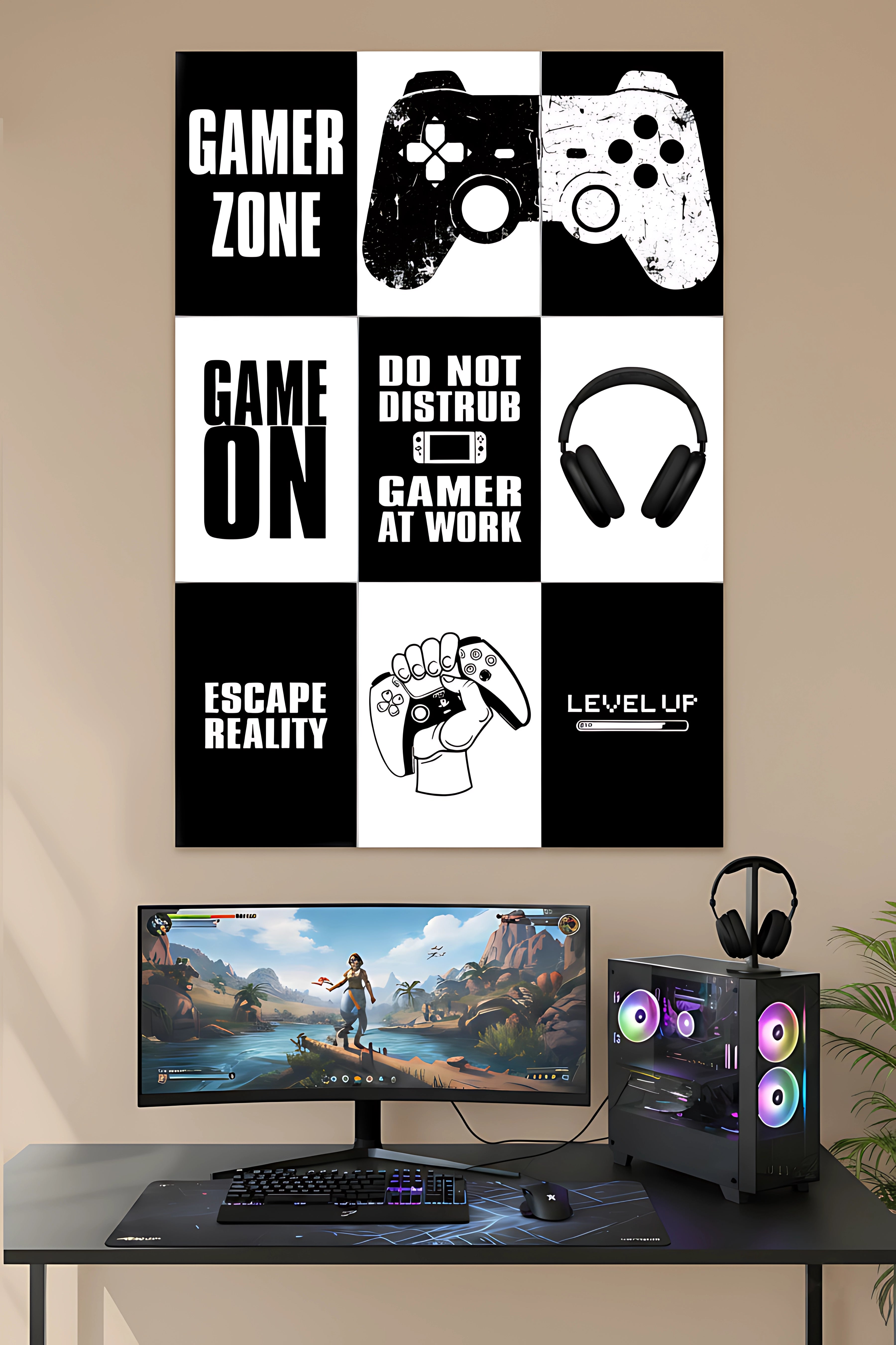 Gamer Zone Wall Set | GAME SET #01 | PIECE OF 9 | Posterized.in