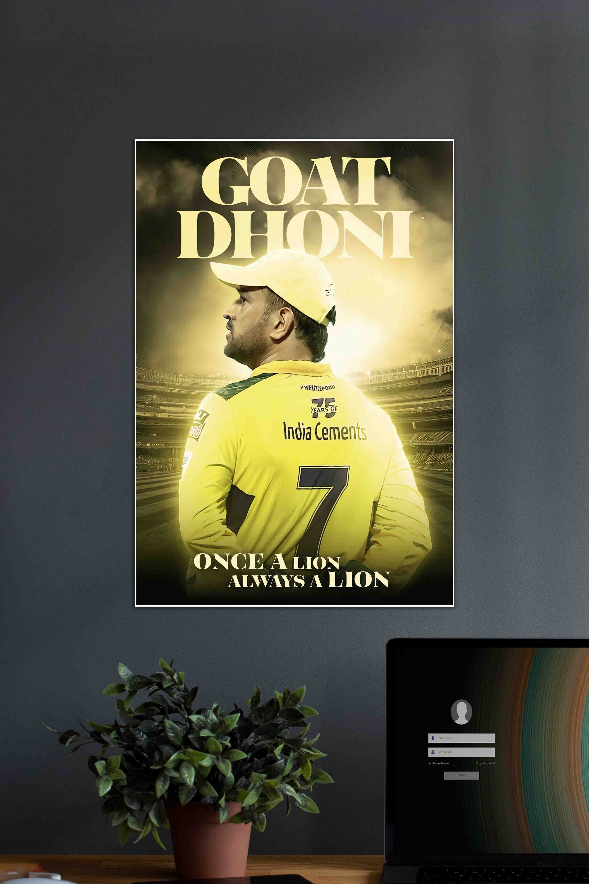 GOAT x Dhoni | MS Dhoni | Cricket Poster – Posterized