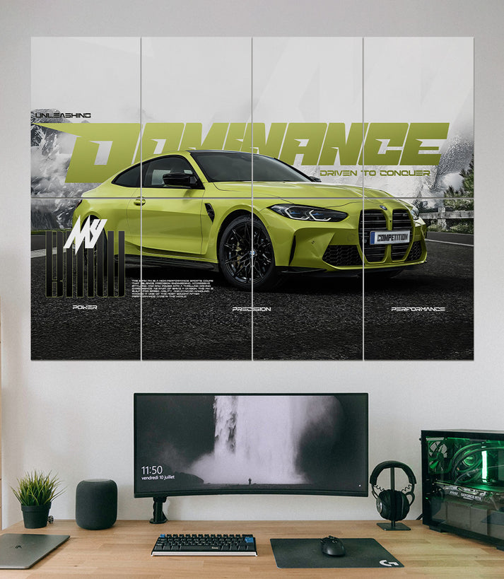 BMW M4 DOMINANCE | Super Car | 8 Panel Split Wall Set | Posterized.in