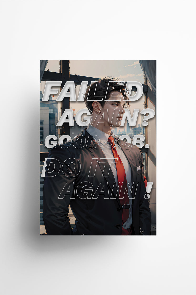 Failed Again? Good Job. Now Do It Again! | Motivational Poster – Posterized