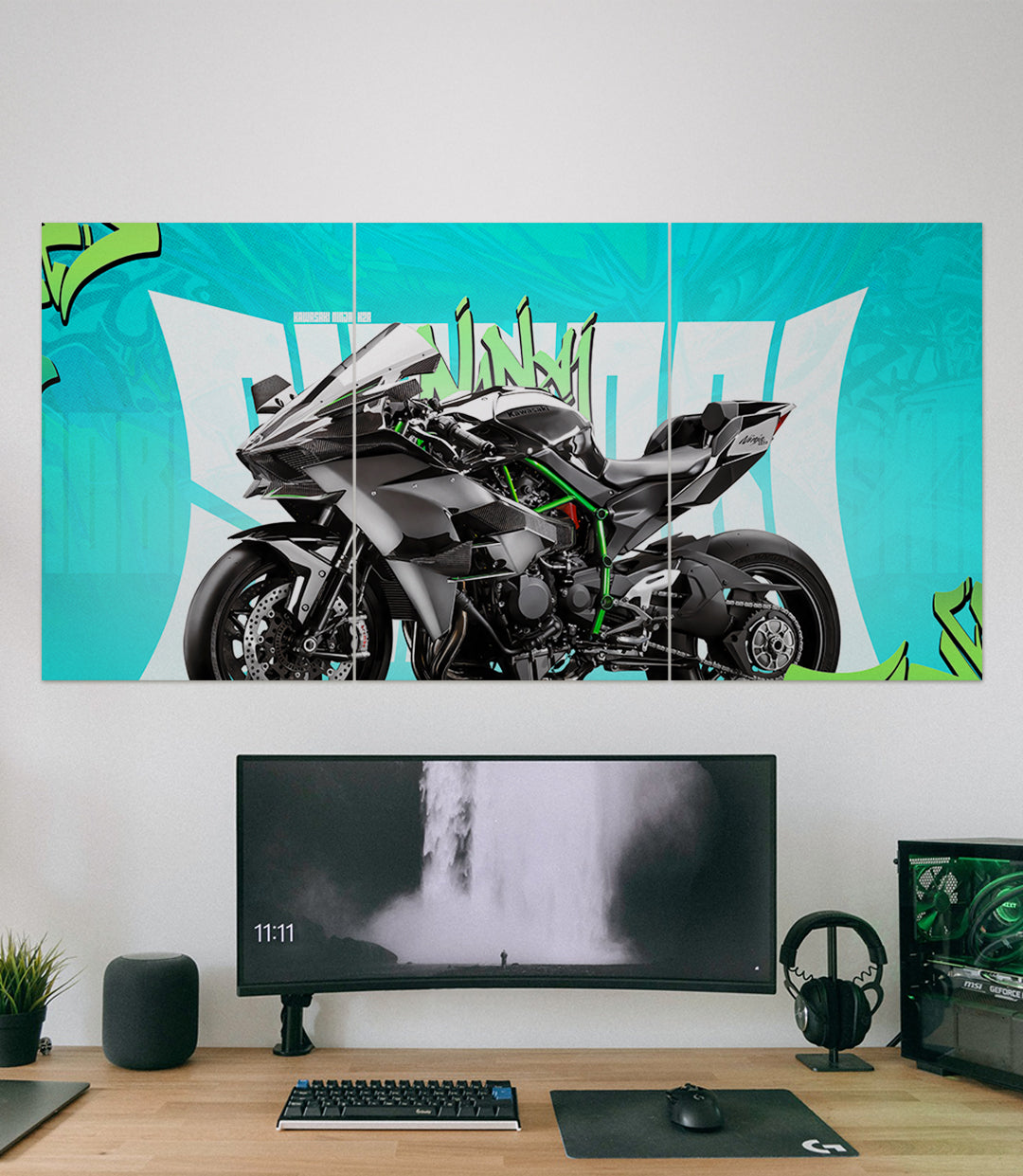 Kawasaki Ninja H2R X Shinobi | Bike Set | 3 Piece Set | Posterized.in