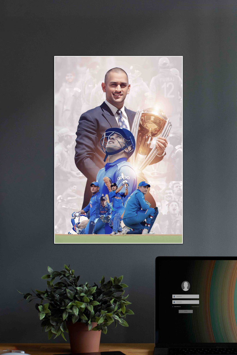 MS Dhoni x World Cup | Dhoni | Cricket Poster | Posterized.in