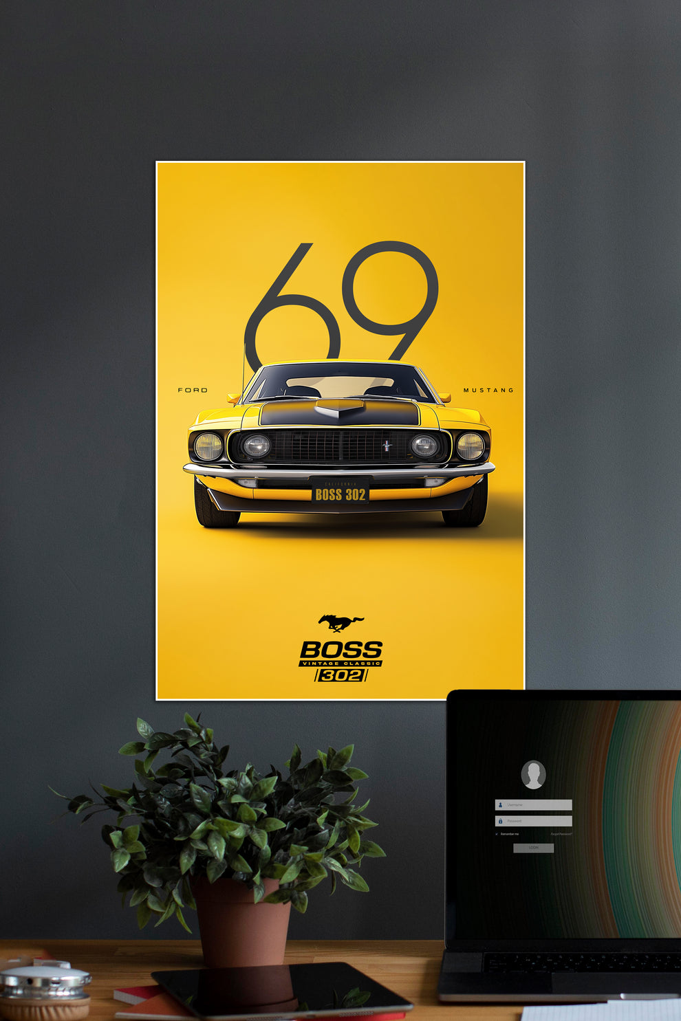 FORD MUSTANG BOSS 302 | CLASSIC AMERICAN MUSCLE | CAR POSTER ...