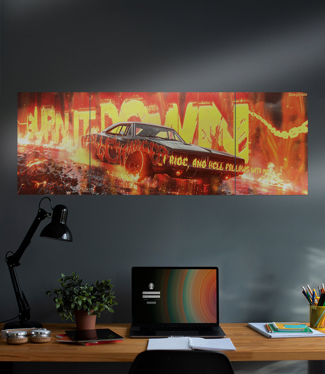 HELL CHARGER | Dodge Car Set | 3 Piece Set | Posterized.in