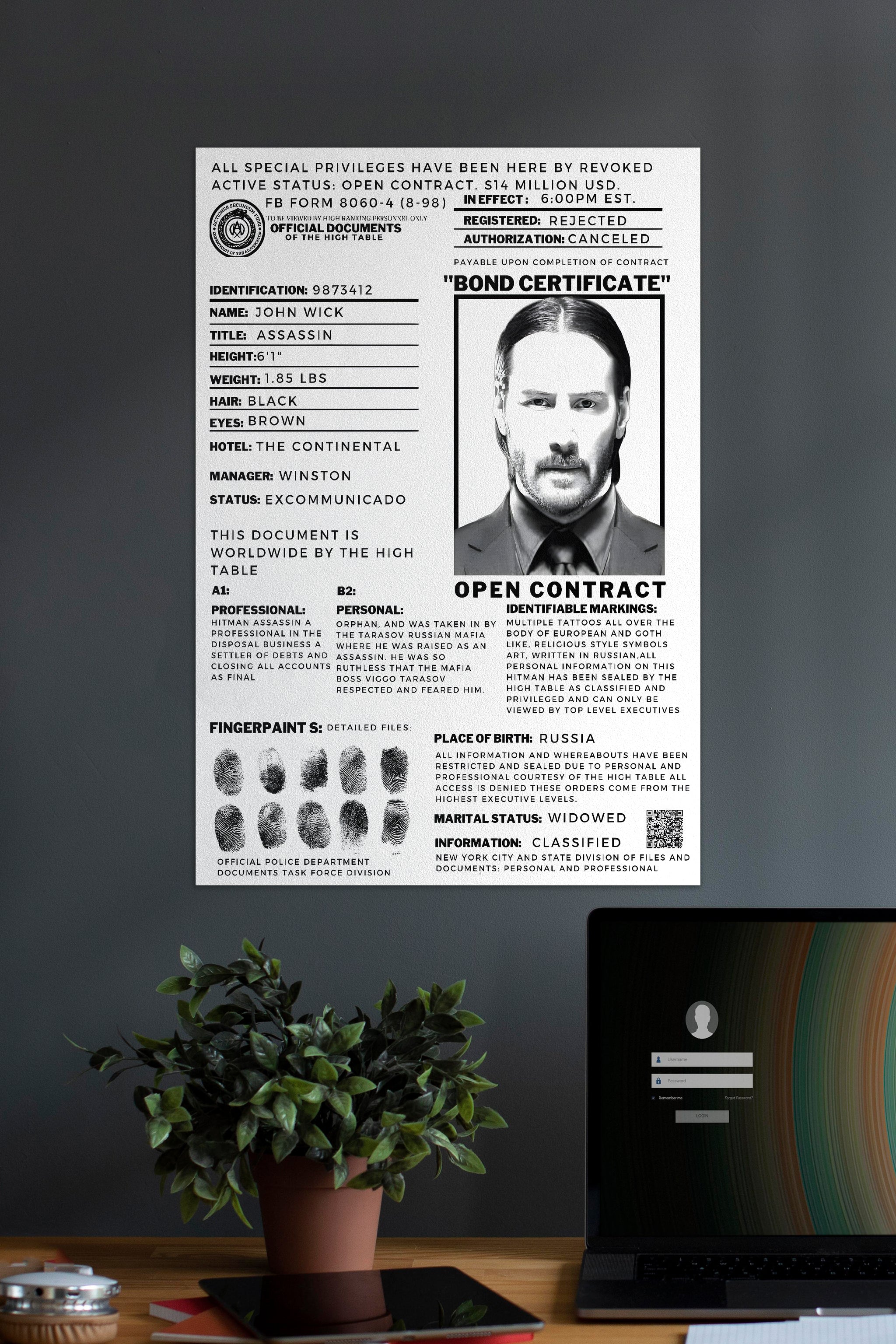 OPEN CONTRACT | JOHN WICK | Movie Poster – Posterized