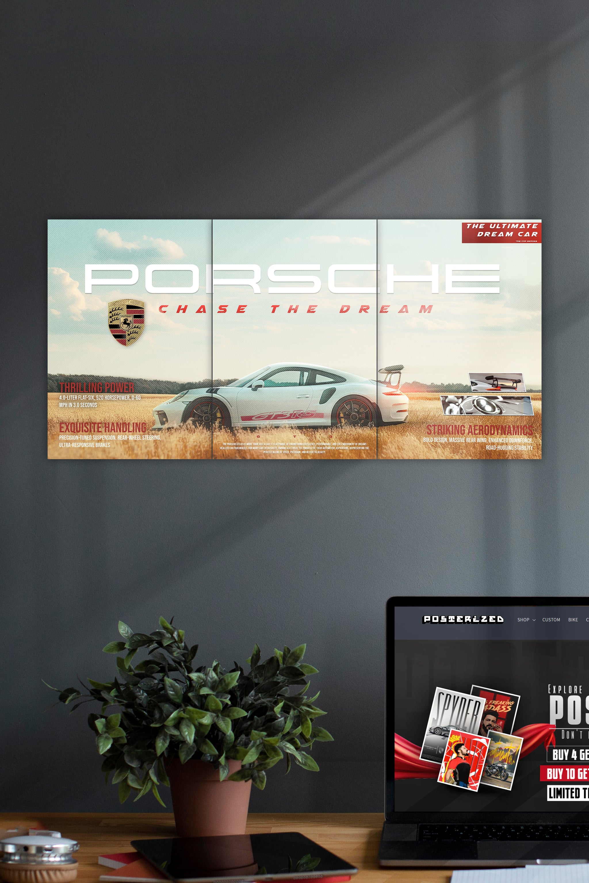 PORSCHE CHASE THE DREAM | CAR SET | 3 Piece Set – Posterized