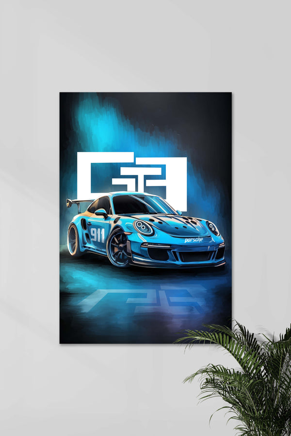 Porsche GT3 BLUE | VECTOR CARS #02 | CAR POSTERS – Posterized